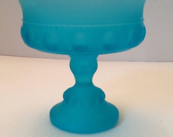 Blue glass compote | Etsy