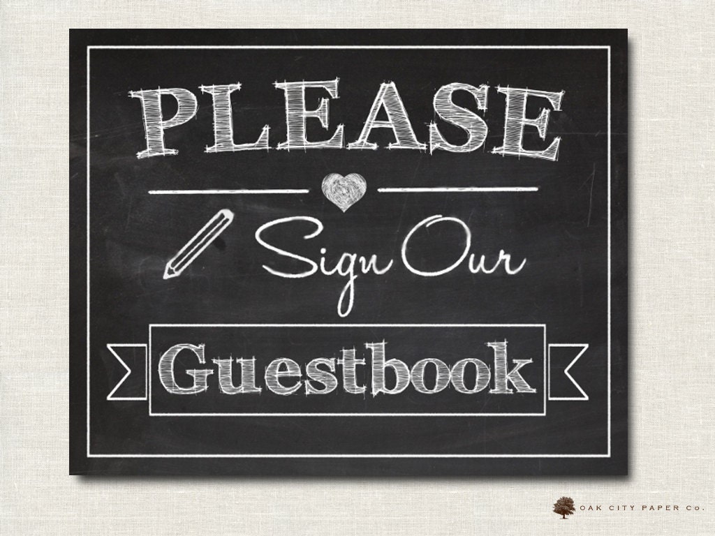 Please Sign Our Guestbook Sign Printable Chalkboard