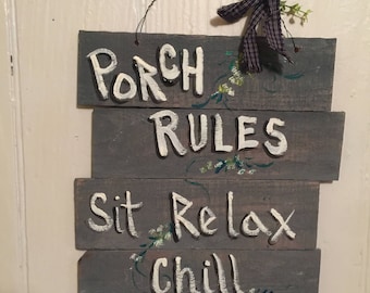 Porch rules sign | Etsy