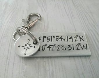 Custom Coordinates Keychain Latitude Longitude Key Chain