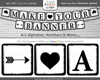 Black letter banner | Etsy