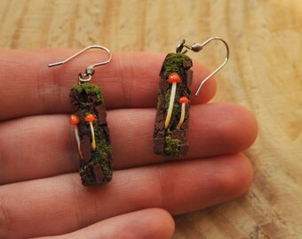 Tree bark earrings | Etsy