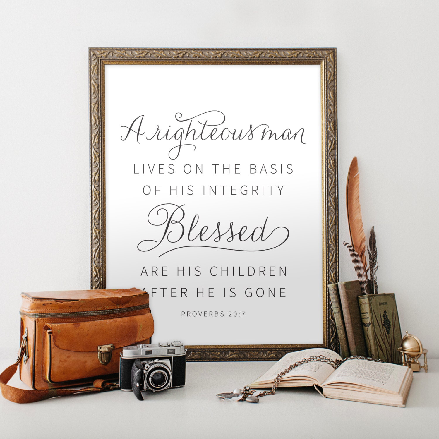 Proverbs 20:7 Printable Bible Verse Wisdom wall art Bible