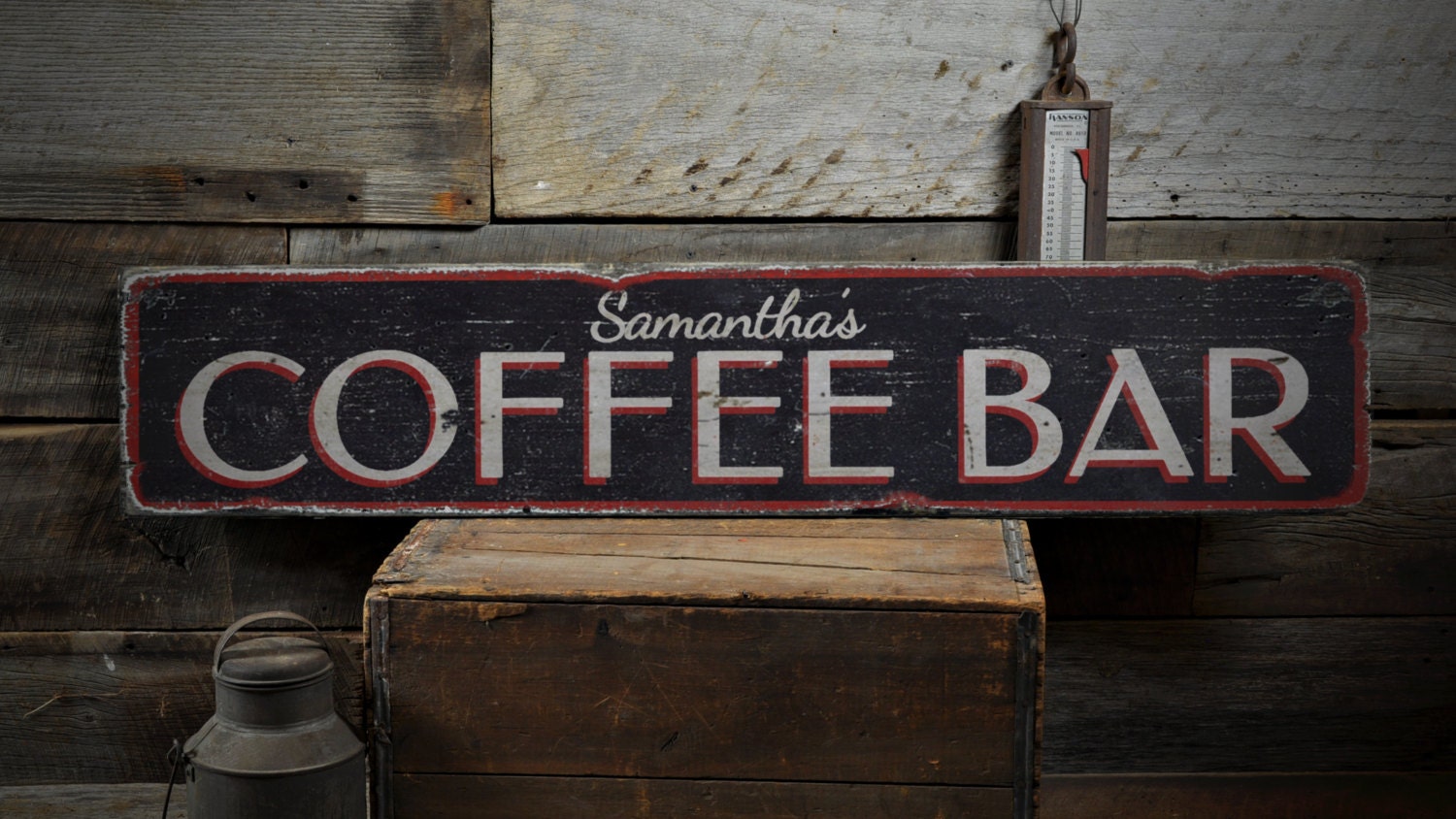 Coffee Bar Wood Sign Custom Barista Shop Owner Name Sign