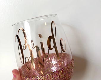 Glitter wine glass | Etsy