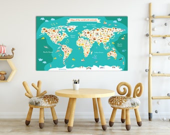 Kids world map | Etsy