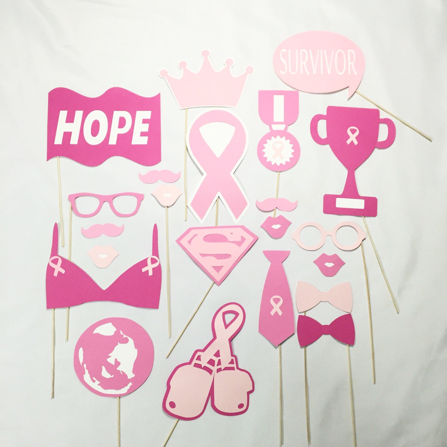 Breast Cancer Awareness Photo Booth Props set 22 pcs