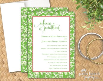 Addison Damask Invitation Birthday Party Invitation