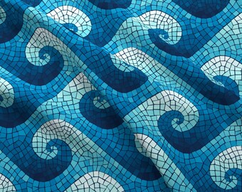 Blue Wave Fabric Abstract Ocean Waves By Ksanask Abstract