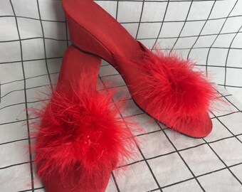 Marabou slippers | Etsy