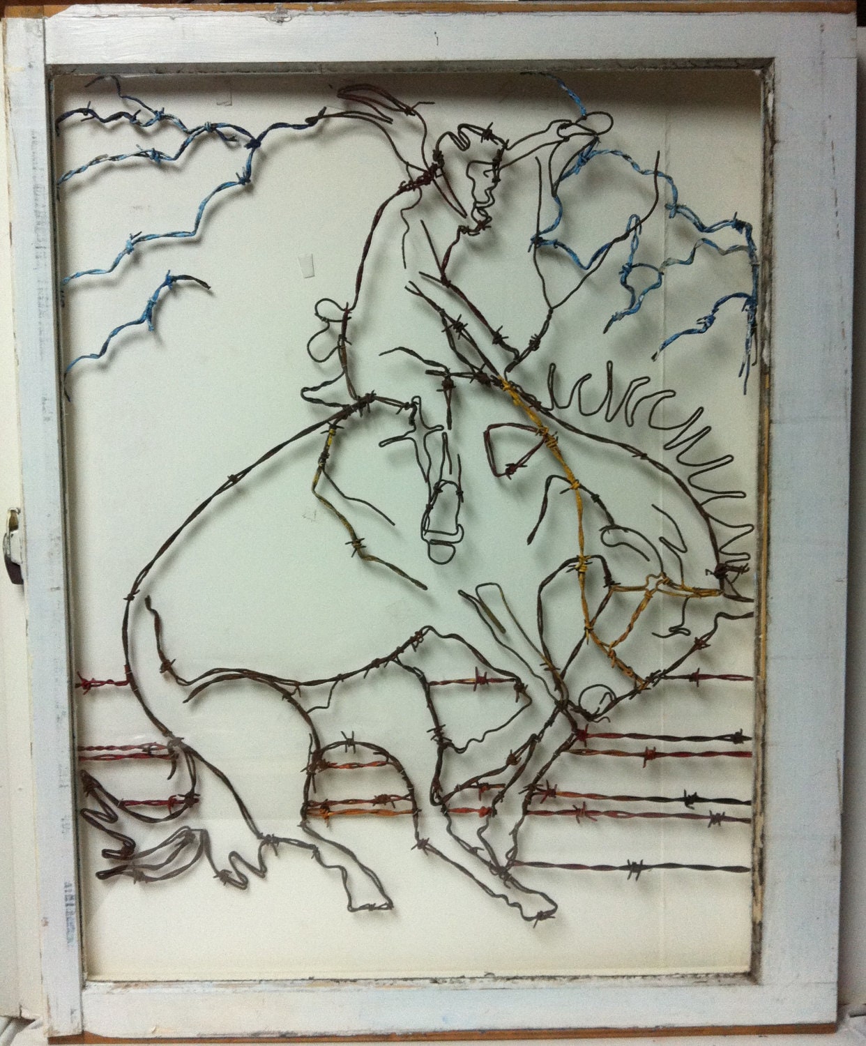 Wall Hanging Cowboy Barbed Wire Art Wire Design Hand
