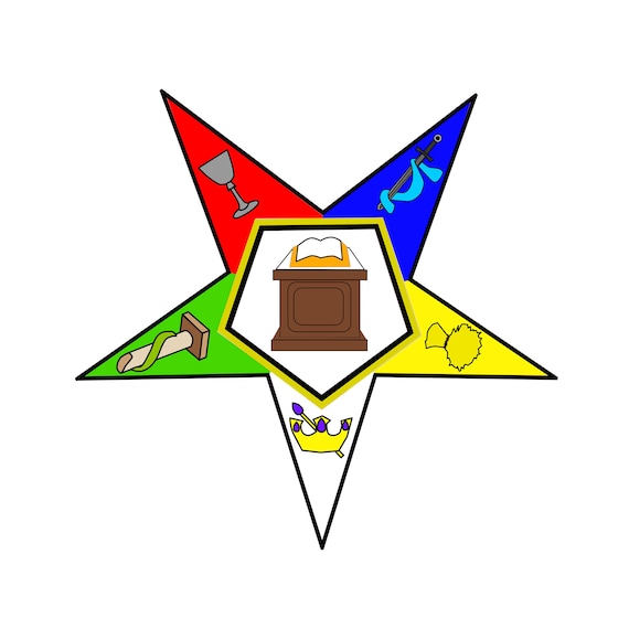 O.E.S. Eastern Star with Altar and Emblems Silhouette Cut