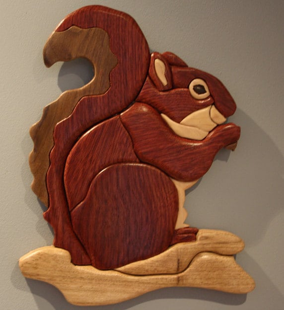 Blood Wood Squirrel Intarsia