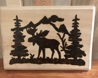 Moose wood burning | Etsy