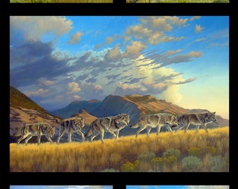 Wolf fabric panel | Etsy