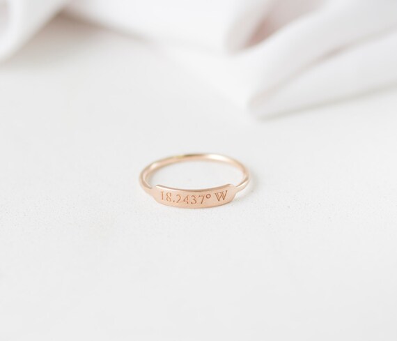 Dainty Engraved Name Ring Stackable Rings Personalized