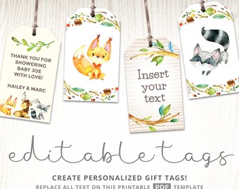 Editable boho tags gifts favors printable template labels