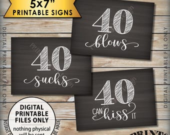 40th Birthday Signs 40 Sucks 40 Blows 40 Can Kiss It Candy