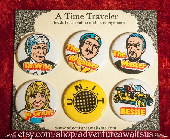 Doctor Who 3rd Pinback Button Set Dr Who Master Brigadier