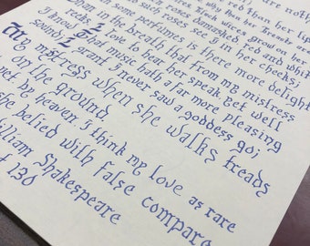 Shakespeare sonnet | Etsy