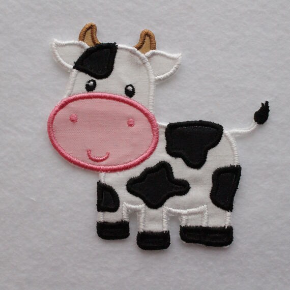 Cow Patch Cow Applique Embroidered Cow Iron On Patch