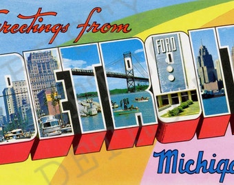 Detroit postcard | Etsy
