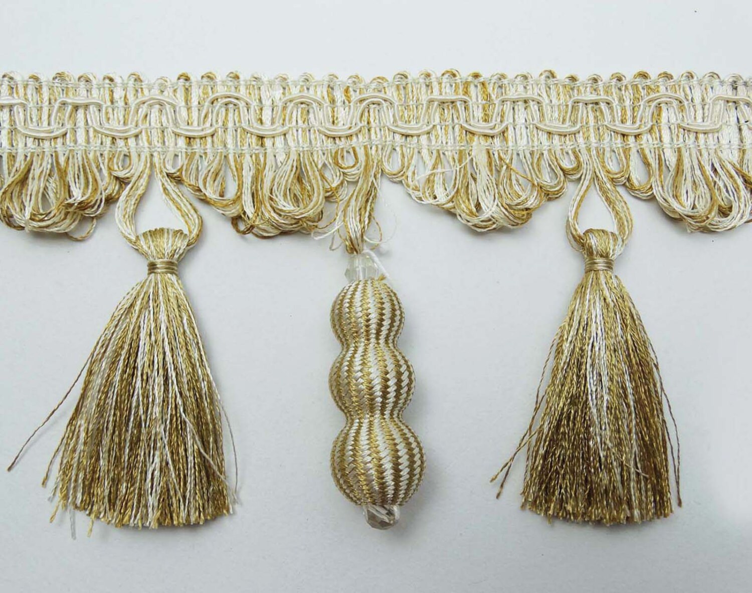 Beige Curtain Trim 4 Wide Tassel Fringes Upholstery