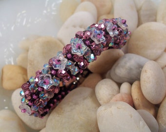 Blooming Flowers Bracelet Pattern Beading Tutorial in PDF