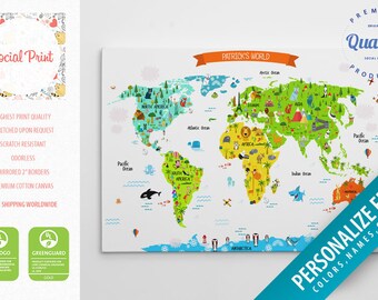 Kids world map | Etsy