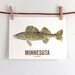Minnesota State Fish Map art Nature Outdoor art Vintage Map