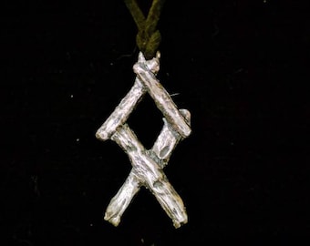 Hand forged rune Othala Othal Odal necklace iron pendant