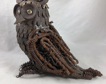 Metal owl sculpture | Etsy