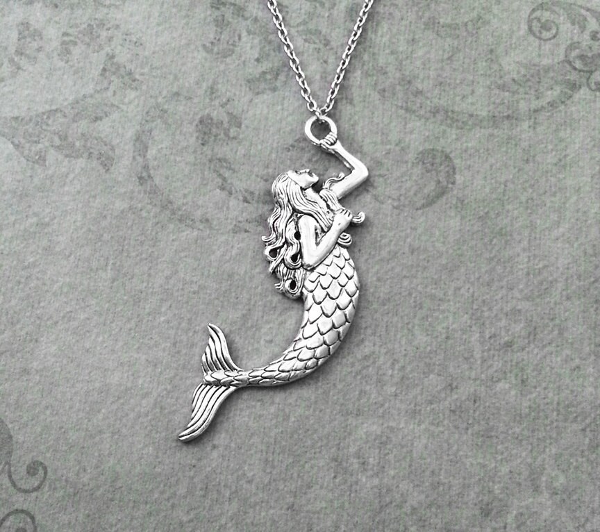 Mermaid Necklace LARGE Mermaid Jewelry Mermaid Pendant