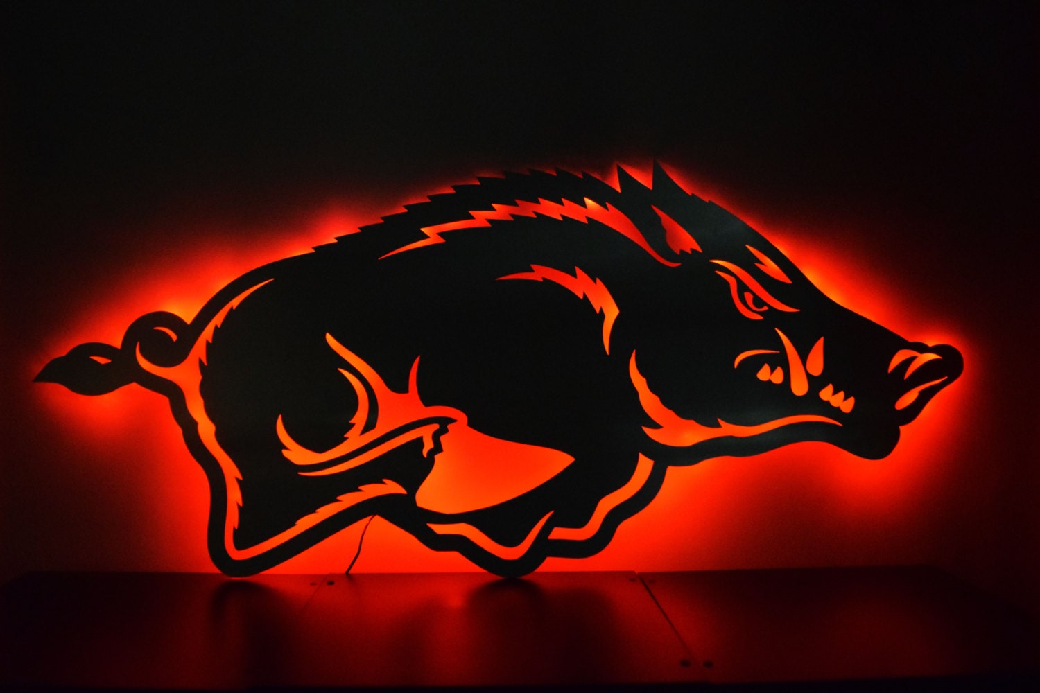 Arkansas Razorback Logo LED Backlit Floating Metal Wall Art