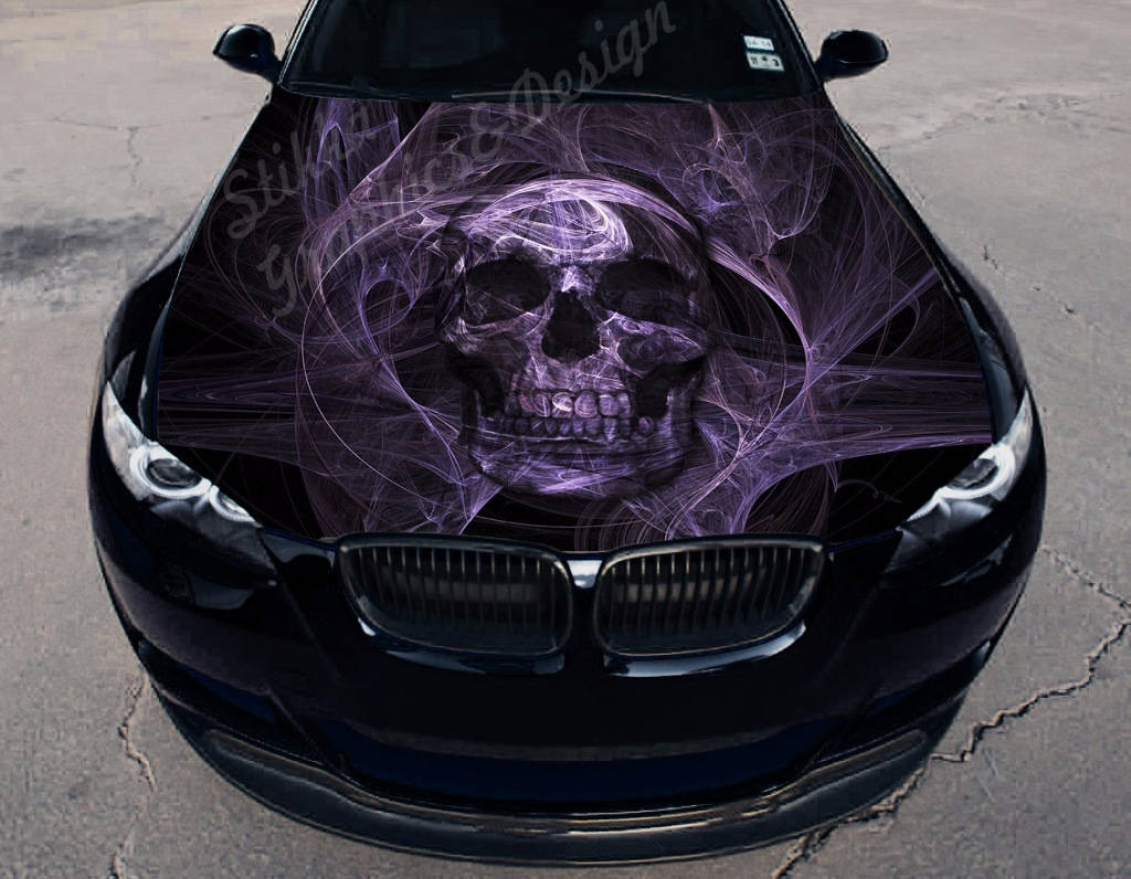 Vinyl Car Hood Full Color Wrap Graphics Decal Skull