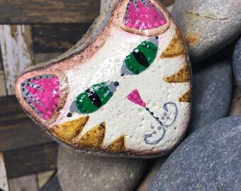 Painted rock cat | Etsy