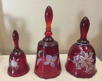 Fenton glass bells | Etsy
