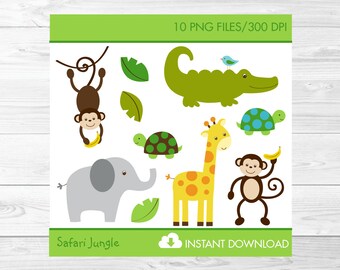 Safari Baby Animals Clipart / Jungle Animals Clipart / Zoo