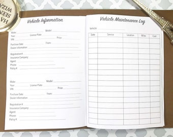 Car maintenance log | Etsy
