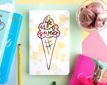 Live Wondrously Hand Lettered Journal Notebook in Deep