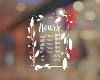 Items similar to Store Front Hours Vinyl Decal Store Sign Store Display ...