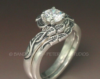 The ACADIA Wedding Ring Set. Gold and NATURAL DIAMOND. This