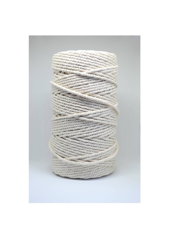 Cotton rope 3 mm 3 strand ply twisted 100% natural.