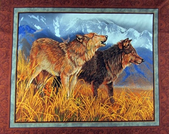 Wolf fabric panel | Etsy