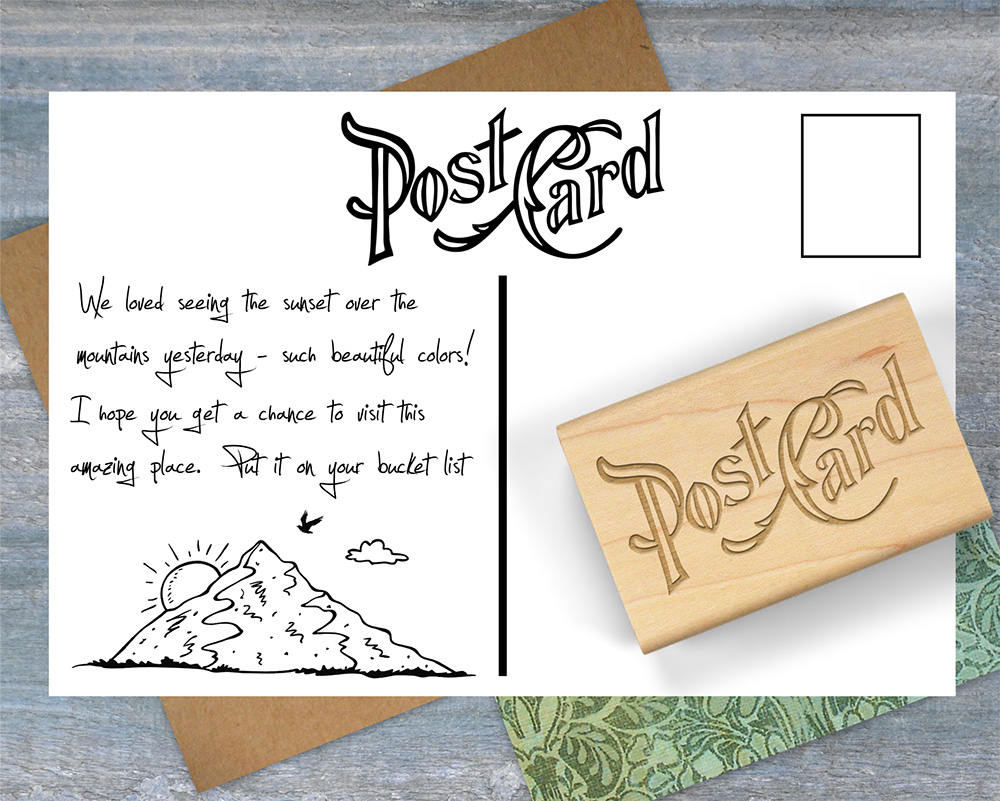 Vintage Postcard Stamp Travel Stamp Postcard Rubber Stamp