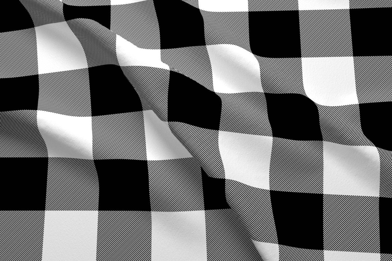 Black and White Plaid Fabric Buffalo Check Black And White