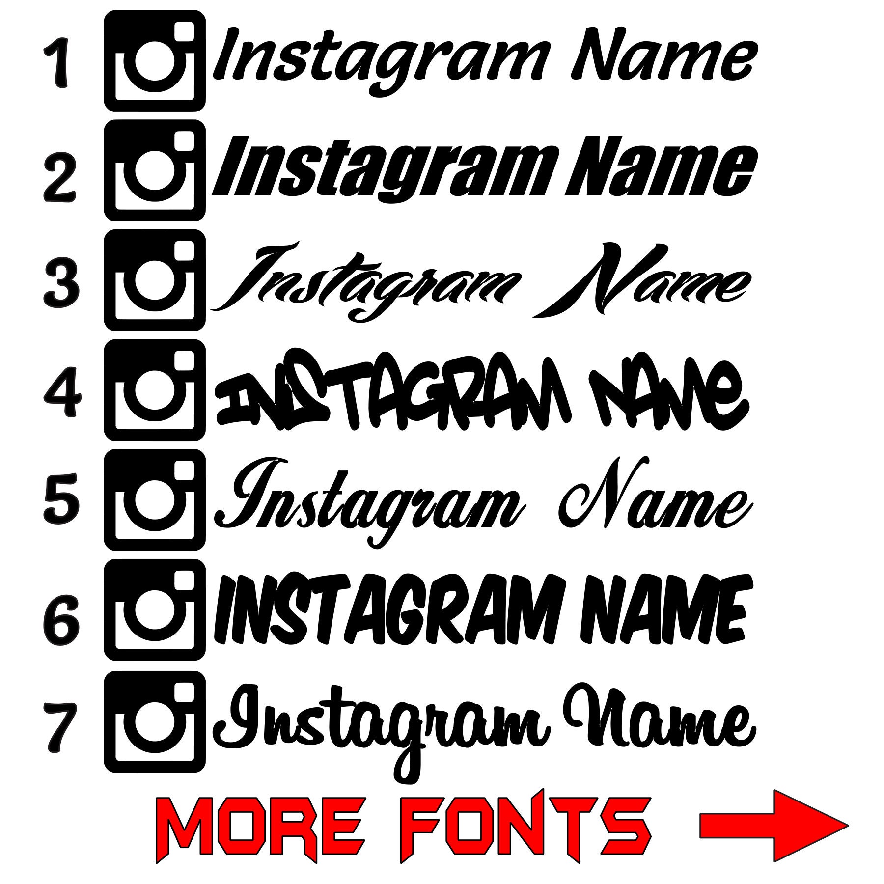 Custom Instagram Name Vinyl Decal Choose Size Color Custom Custom Instagram Name Vinyl Decal Choose Size Color Custom