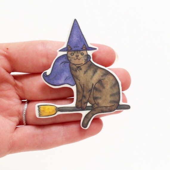 Halloween Cat Brooch Witch Cat Halloween Pin Cat Pin