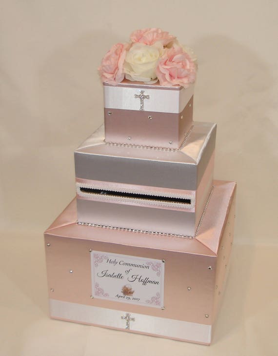 Holy Communion/ Baptism/ Christening Card Box Blush Pink and