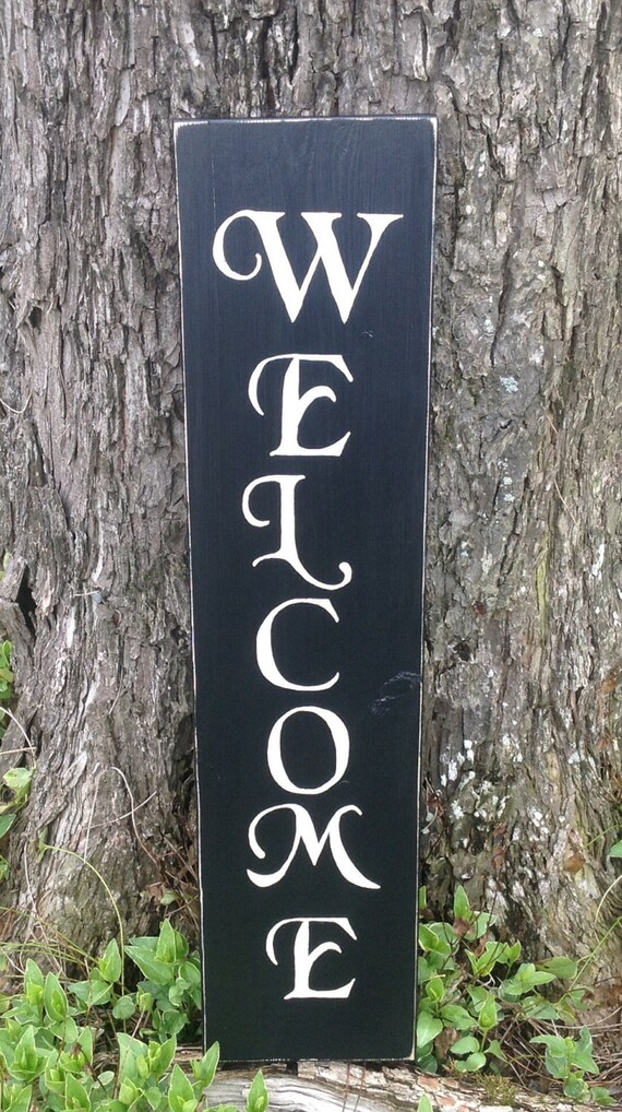 Vertical rustic wood welcome sign wooden welcome sign